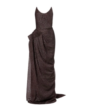 Maticevski Lexicon Draped Gathered Lame Gown - Black