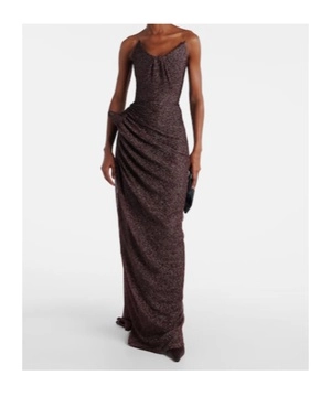 Maticevski Lexicon Draped Gathered Lame Gown