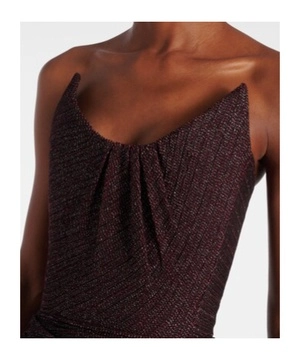 Maticevski Lexicon Draped Gathered Lame Gown