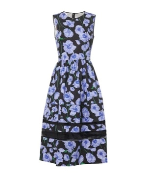 Carolina Herrera Floral Belted Cotton-blend Midi Dress - Black