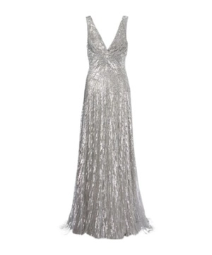 Monique Lhuillier Sequined Tulle Gown - Gray