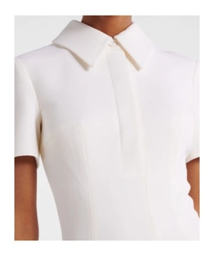EMILIA WICKSTEAD Jody Pleated Wool Midi Dress - White