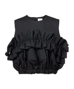 Comme Des Garçons Ruffled Wool Top - Black