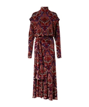 Rabanne Draped Jacquard Maxi Dress - Red