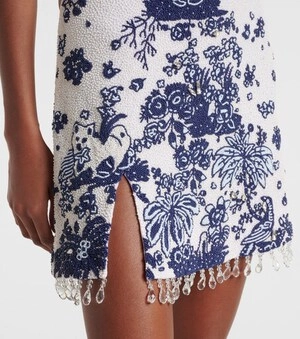 Staud Le Sable Fringed Beaded Minidress