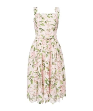 Oscar De La Renta Floral Guipure Cocktail Dress - Nude
