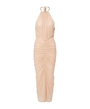 MUGLER Pleated Sleeveless Dress - Nude