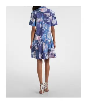 Erdem Floral Peplum Cotton Poplin Mini Dress - Blue