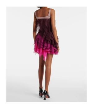 NENSI DOJAKA Kiera Ruffled Mini Dress - Red