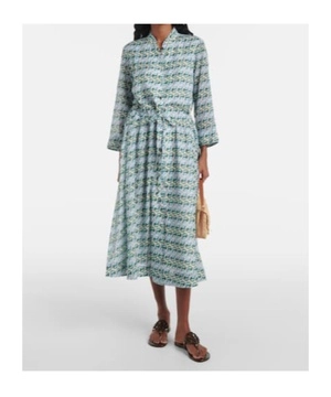 Tory Burch Printed Silk And Cotton Midi Dress