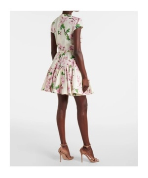 Oscar De La Renta Floral Cotton-blend Belted Mini Dress - White