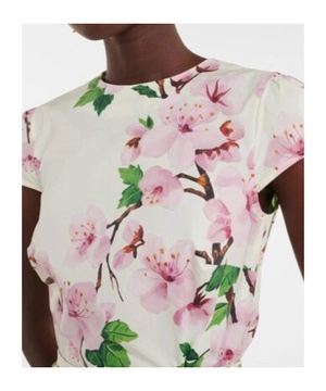 Oscar De La Renta Floral Cotton-blend Belted Mini Dress - White