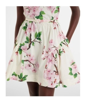 Oscar De La Renta Floral Cotton-blend Belted Mini Dress - White