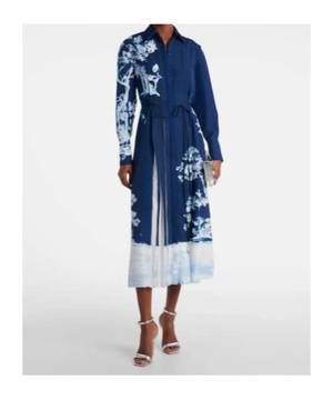 Erdem Belted Printed Midi Dress