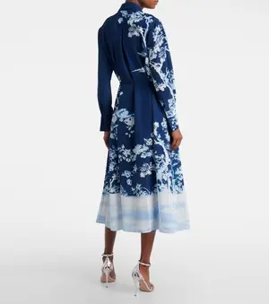 Erdem Belted Printed Midi Dress