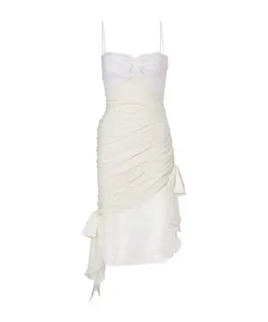 Alessandra Rich Lace-trimmed Silk Georgette Midi Dress - White