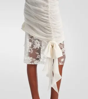 Alessandra Rich Lace-trimmed Silk Georgette Midi Dress