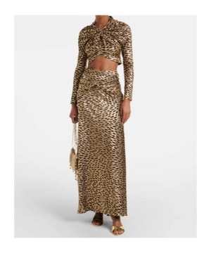 Rabanne Tiger Gathered Lame Maxi Skirt