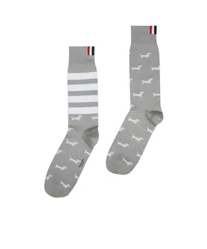 Thom Browne Printed-motif Socks - Gray