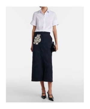 Erdem Floral Cotton-blend Jacquard Midi Skirt