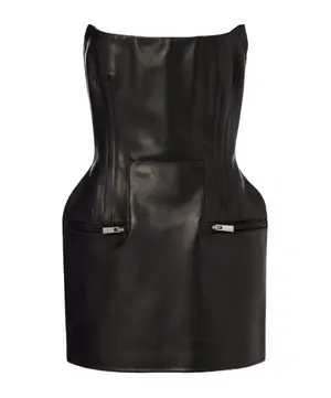 Magda Butrym Leather Bustier Minidress - Black