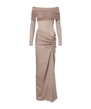 Christopher Esber Sonora Off-shoulder Jersey Gown - Nude