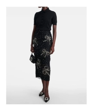 Carolina Herrera Embellished Sheer Midi Skirt
