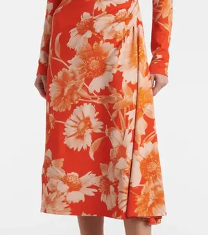 Erdem Floral Draped Midi Dress