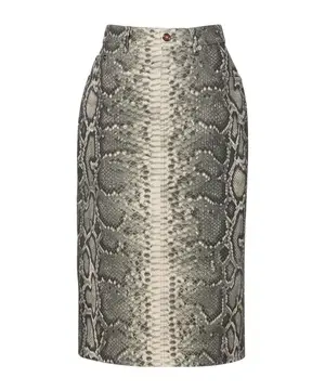 Gabriela Hearst Adelaide Snake-print Cotton Midi Skirt - Gray