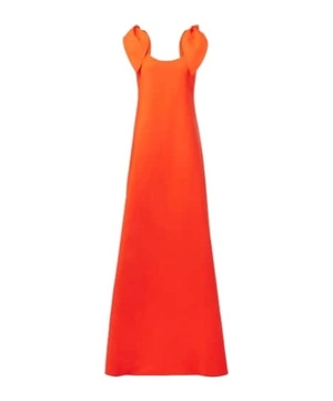 Oscar De La Renta Bow-detail Wool-blend Gown - Red