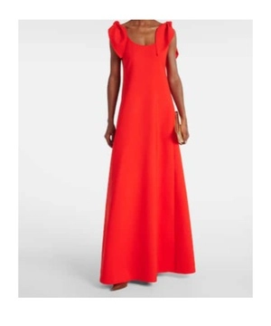 Oscar De La Renta Bow-detail Wool-blend Gown - Red