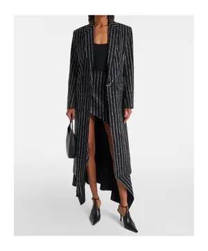 MUGLER Stripe Asymmetric Super Long Skirt