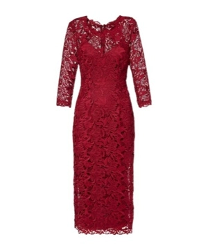 Carolina Herrera Lace Midi Dress - Red