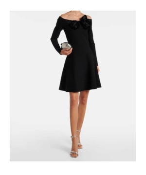 Oscar De La Renta Floral Appliqué Off-shoulder Mini Dress
