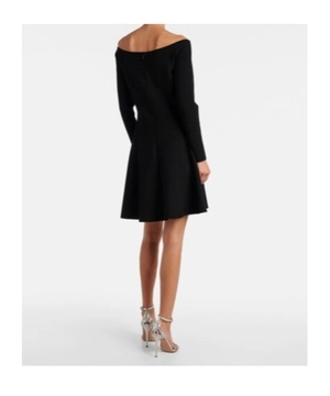 Oscar De La Renta Floral Appliqué Off-shoulder Mini Dress
