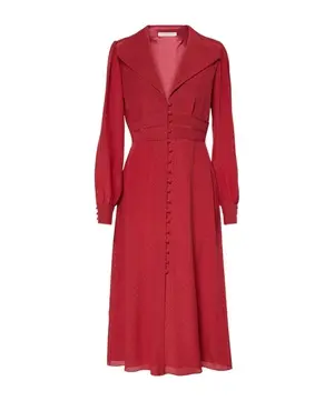 Alessandra Rich Polka-dot Silk Midi Dress - Red
