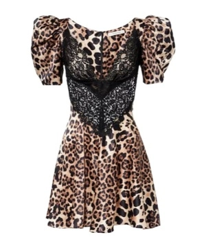 RODARTE Leopard-print Silk Satin Minidress - Black