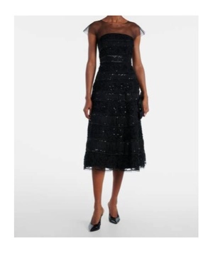 Carolina Herrera Floral-appliqué Sequined Gown