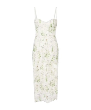 Monique Lhuillier Floral Lace Corset Dress - White