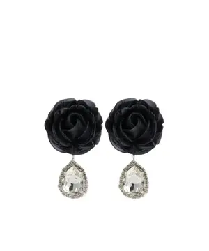 Magda Butrym Mini Rose Crystal-embellished Drop Earrings - Black