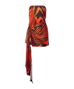 David Koma Zebra-print Gathered Bustier Dress - Red