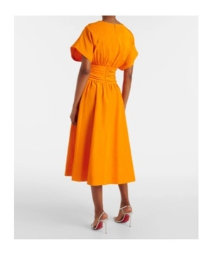 Carolina Herrera Gathered Cotton-blend Cocktail Dress