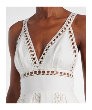 Elie Saab Embroidered Cotton-blend Midi Dress