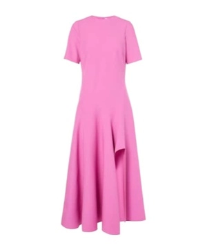 Oscar De La Renta Draped Wool-blend Midi Dress - Pink