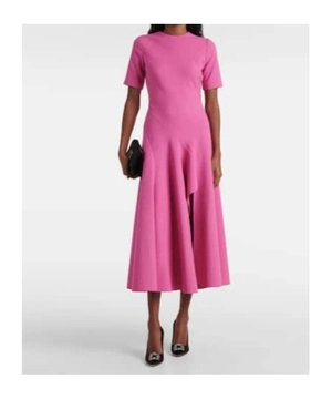 Oscar De La Renta Draped Wool-blend Midi Dress
