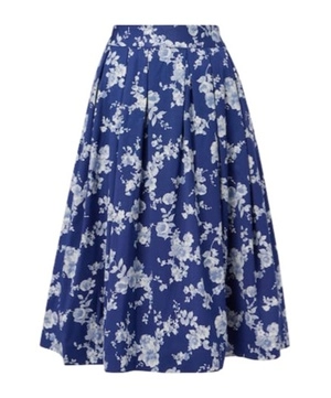 Carolina Herrera Floral Faille Midi Skirt - Blue