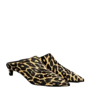 JIL SANDER Pointed Calf Hair Mules With Leopard Print