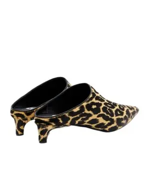 JIL SANDER Pointed Calf Hair Mules With Leopard Print