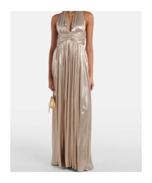 Giambattista Valli Halterneck Open-back Lamé Jersey Gown