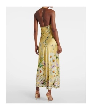 Camilla Floral Silk Satin Charmeuse Midi Dress